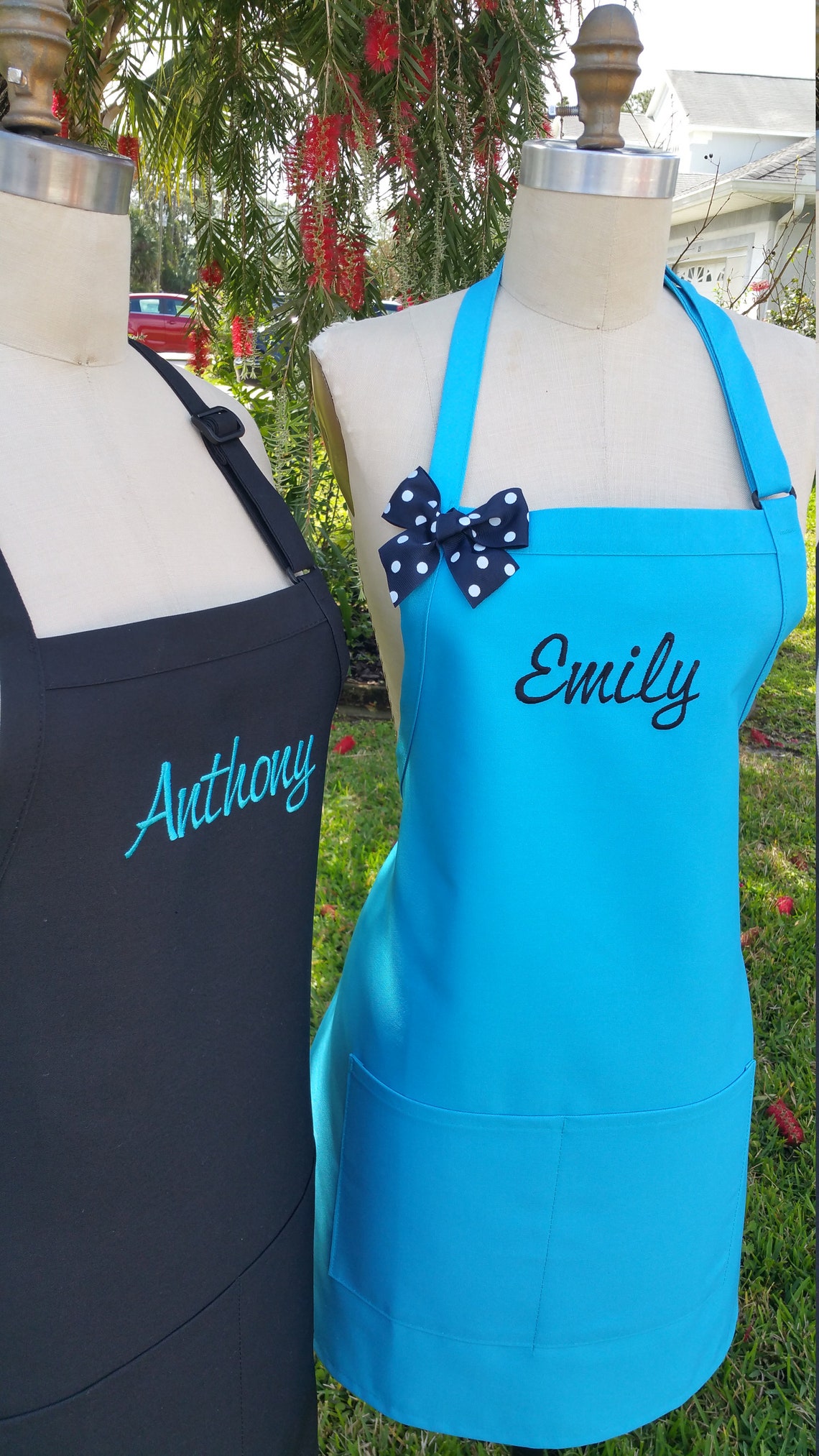 Couples Personalized Aprons /unisex Apron Embroidery / Black and ...