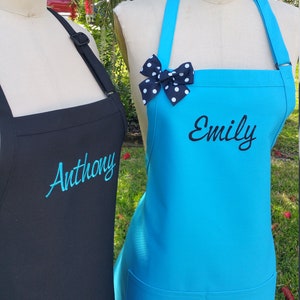 Couples Personalized Aprons /unisex Apron Embroidery / Black and ...