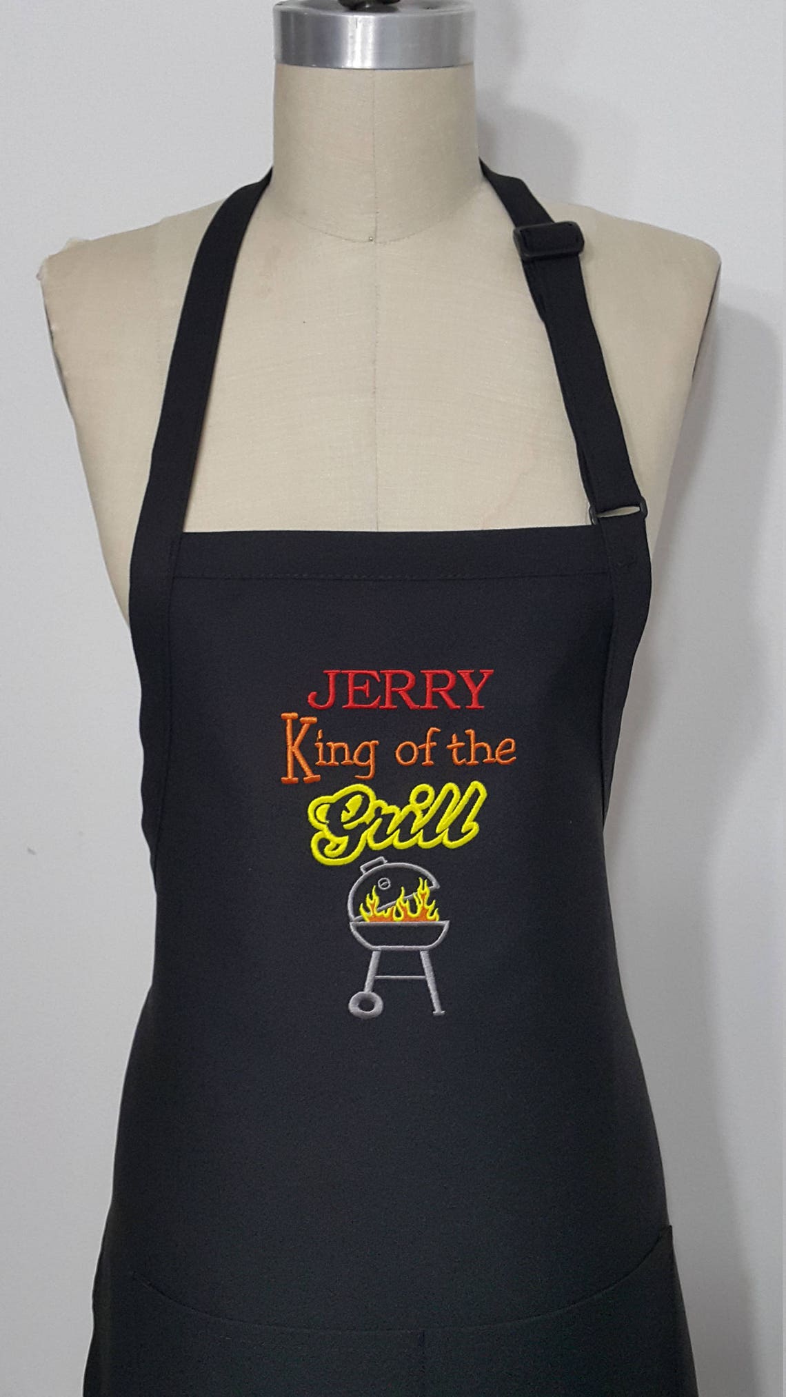 Jerry King of the Grill Apron / Grandpa Gift Apron? Black Apron ...