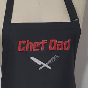 CHEF DAD Black Apron Embroidery in Red Thread Color / Men's Apron ...