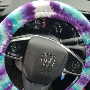 Aqua Purple Steering Wheel Cover ( WARM ) Fleece Wheel Cover/ Car ...