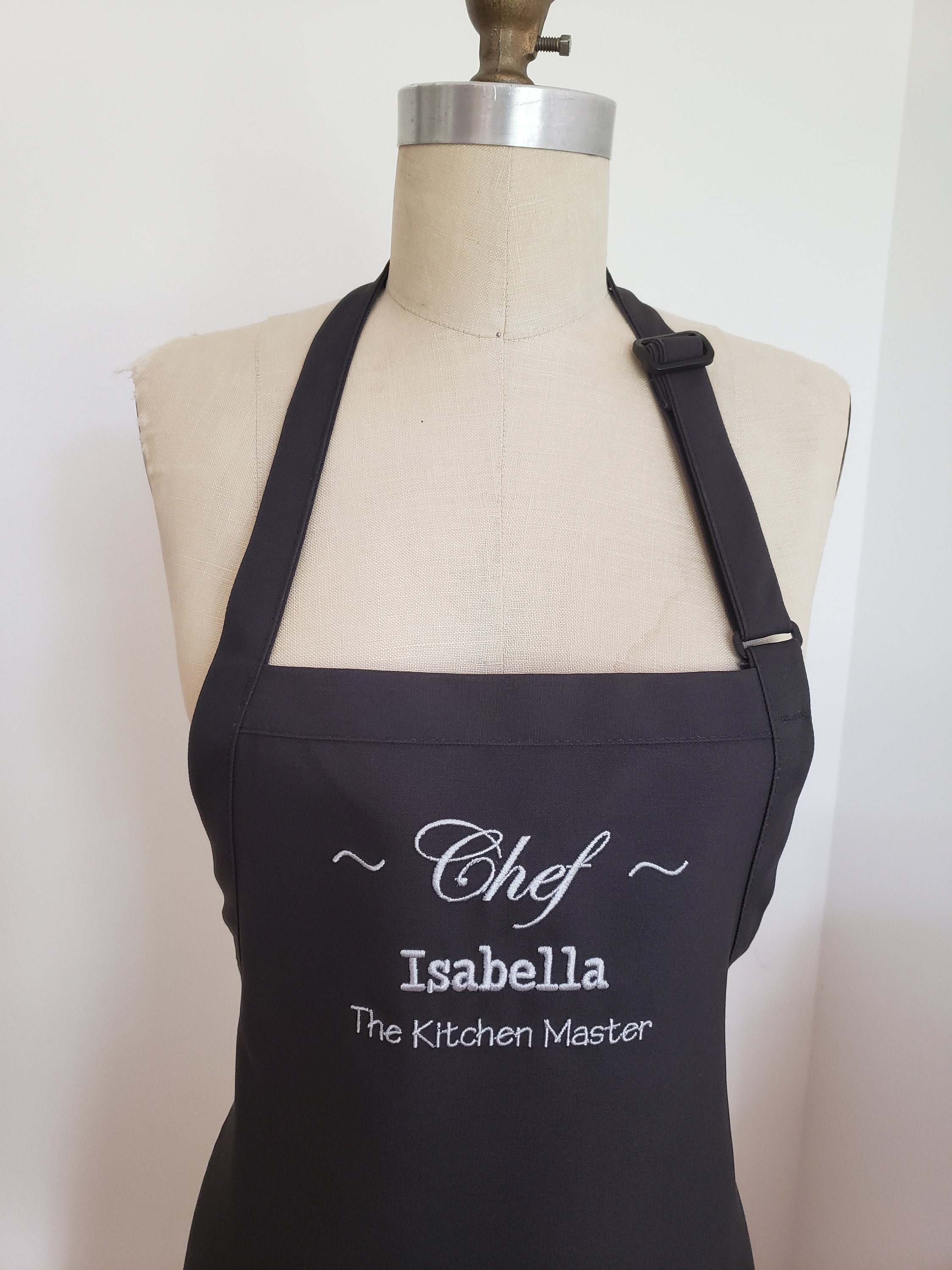 Black Personalized Embroidered "chef the Kitchen Master" Apron ...