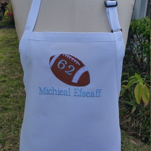 Big and Tall White Apron / Football Ball Embroidery and Name / Custom ...