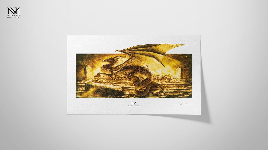 Smaug the Golden Signed Digital Art Print - Etsy