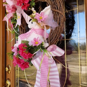 Happy Easter Wreath, Spring Wreath, Bunny Rabbit Wreath for Door in ...