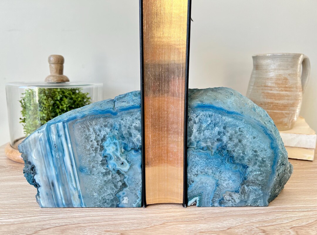11 LB Extra Large Geode Bookends, Agate and Stone Bookends for Unique ...