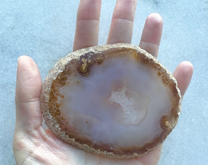 Large Natural Geode Slice, Earth Tone Agate Slice With Banding for ...