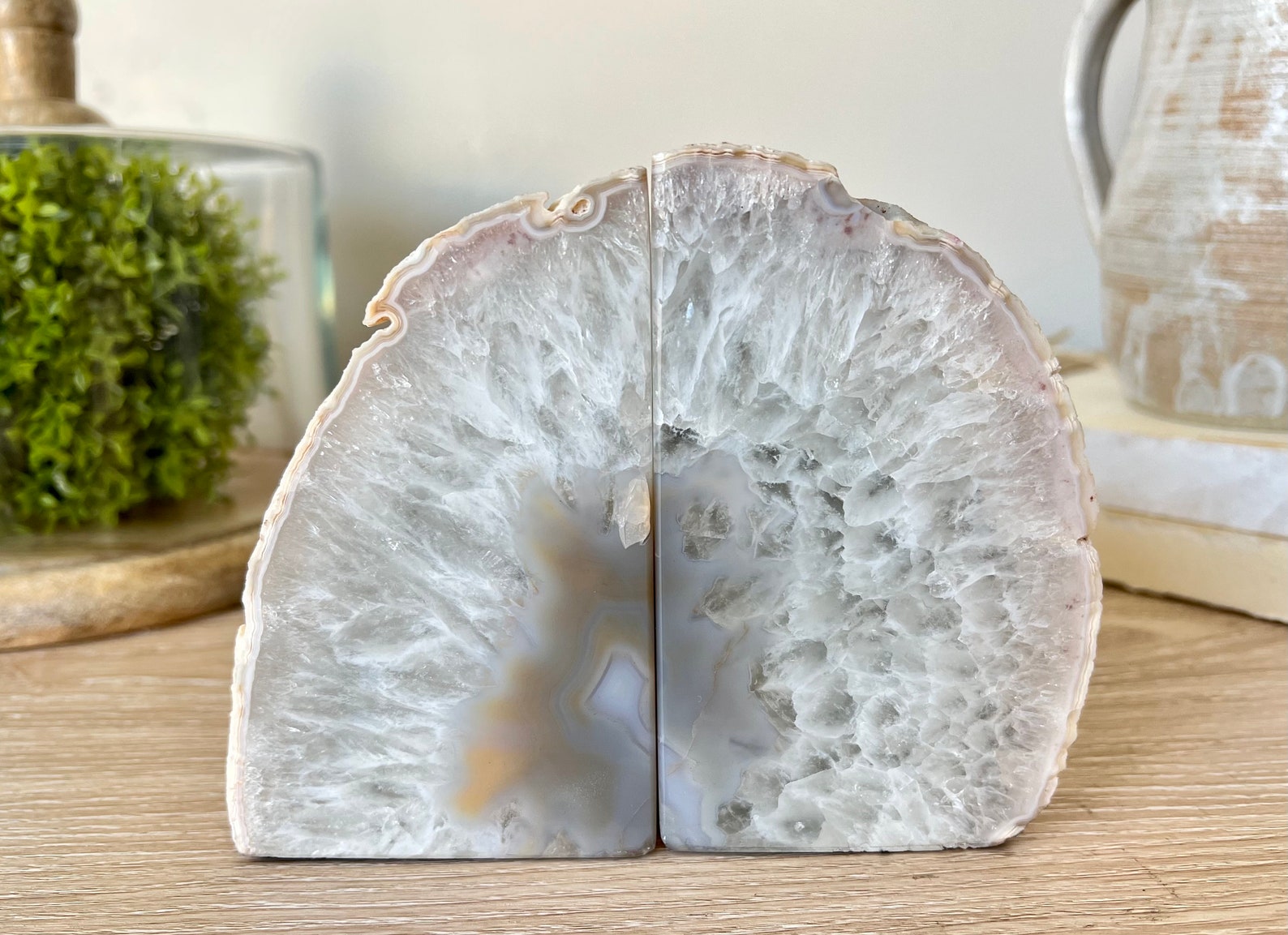 Natural Agate Bookends, Crystal Bookends for Book Lover and Rock Lover ...