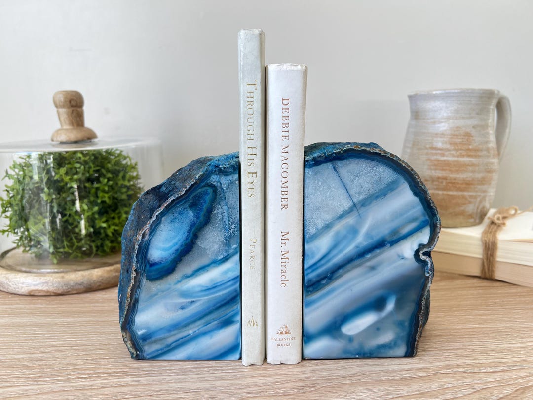 Agate and Stone Bookends for Heavy Books, High-quality Geode Bookends ...