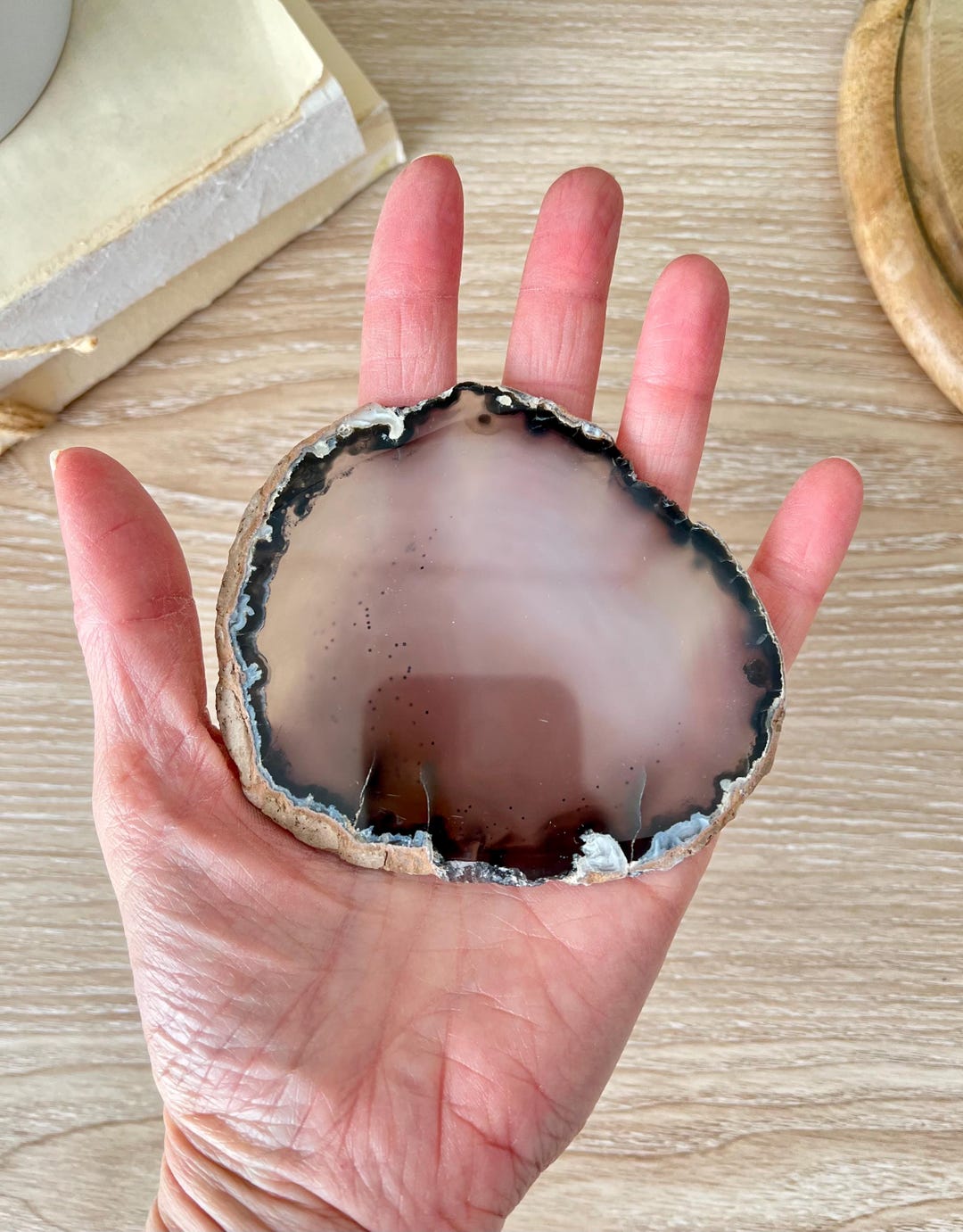 Large Agate Slice, Natural Geode Slice for Mineral Specimen Rock ...