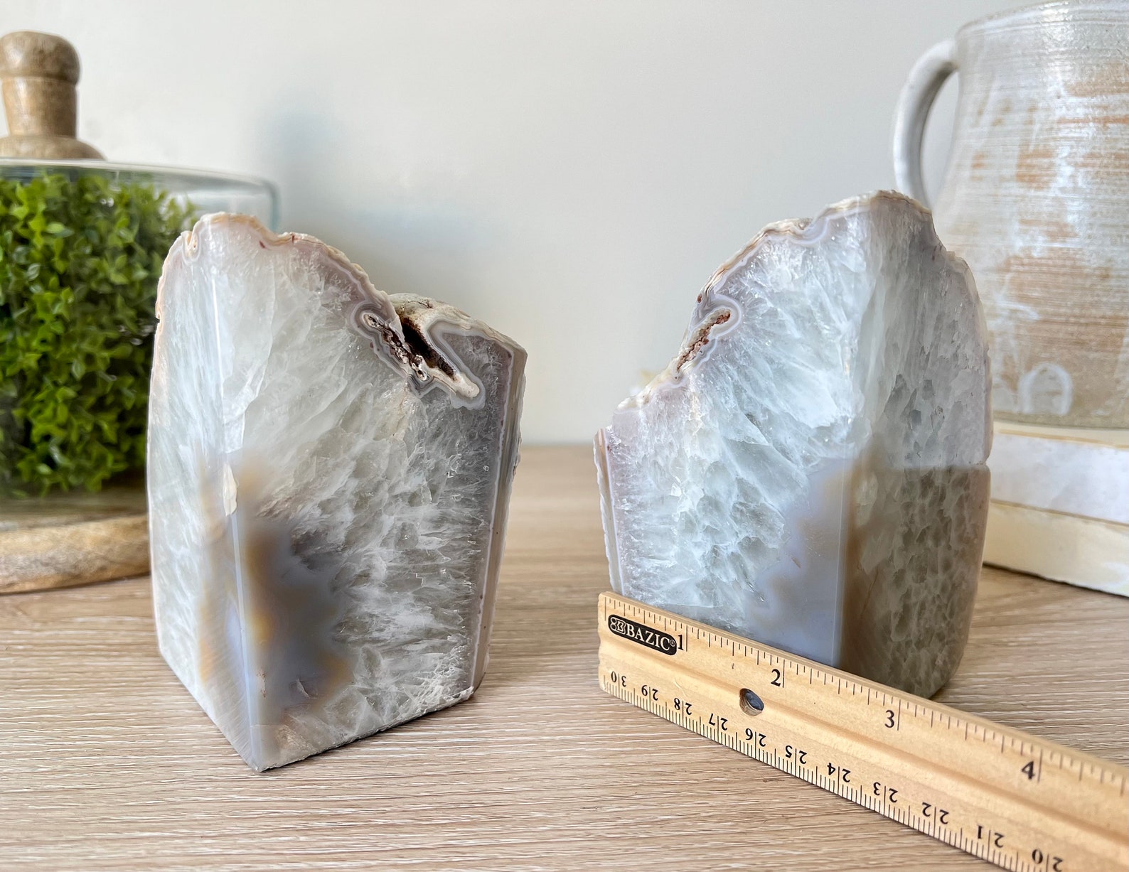 Natural Agate Bookends, Crystal Bookends for Book Lover and Rock Lover ...