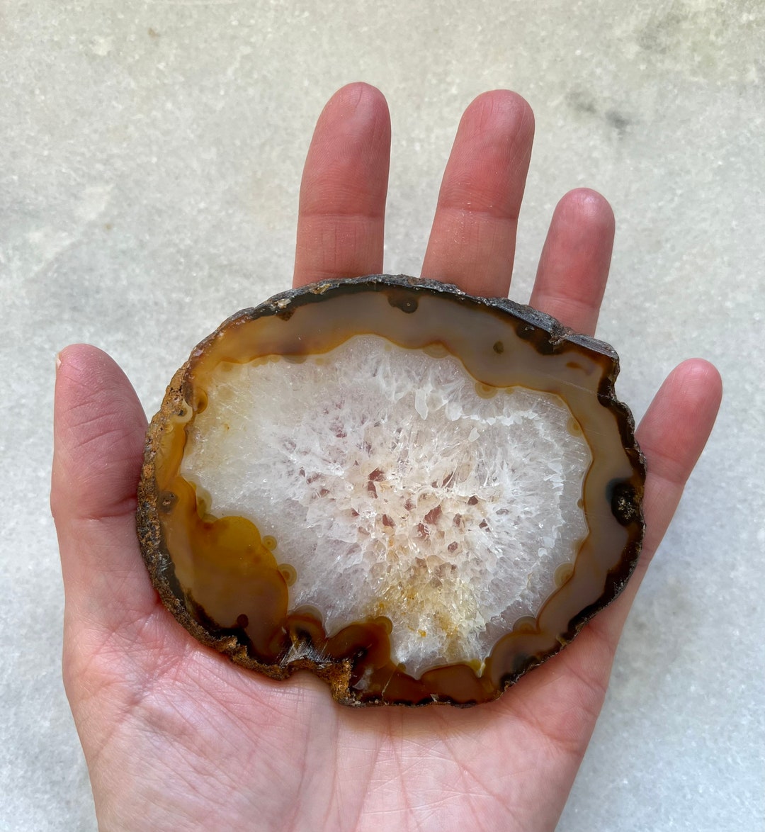 Large Natural Geode Slice, Earth Tone Agate Slice With Banding for ...