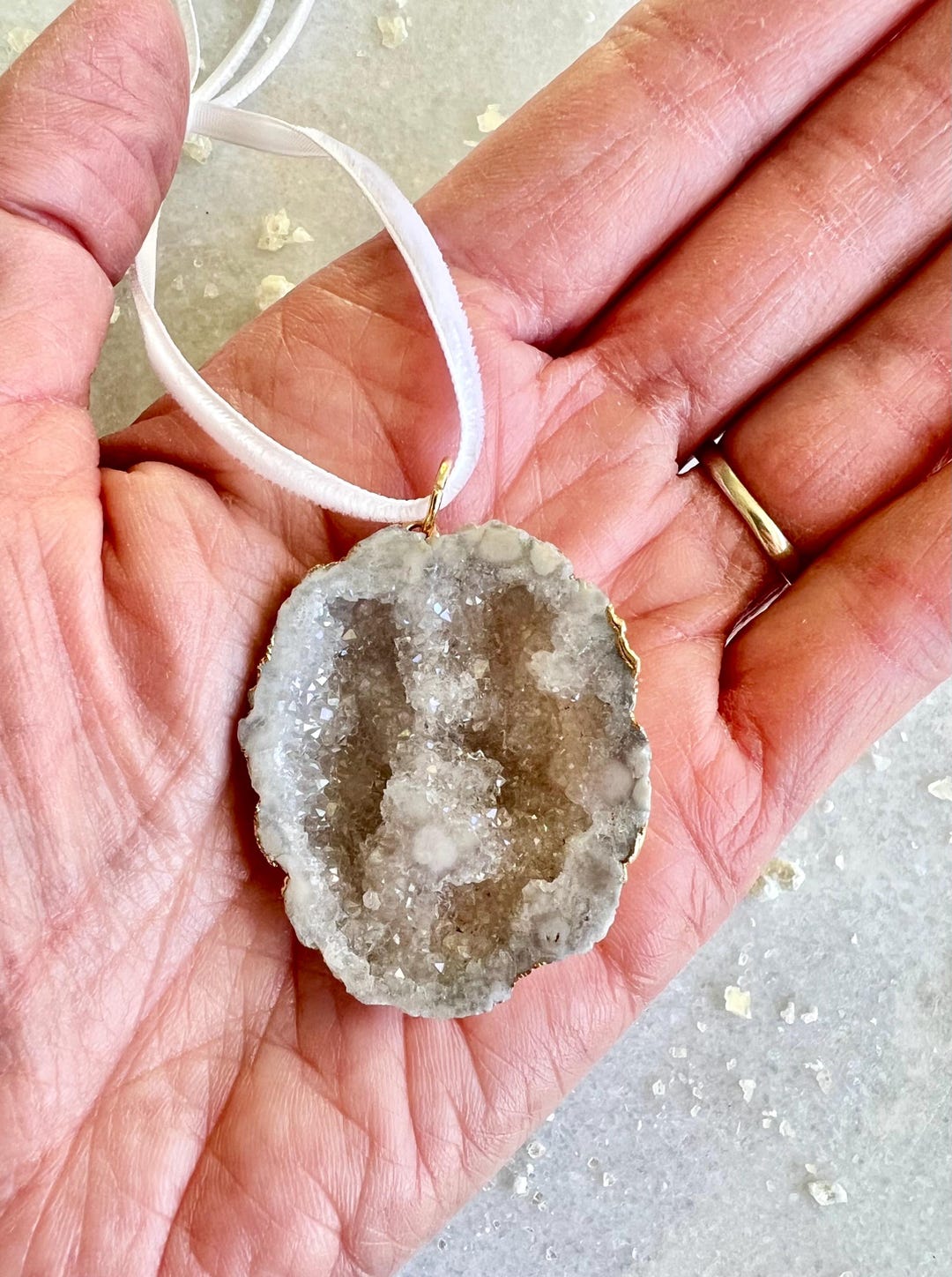 Geode Ornament, Gold and White Christmas Tree Keepsake Memorial ...