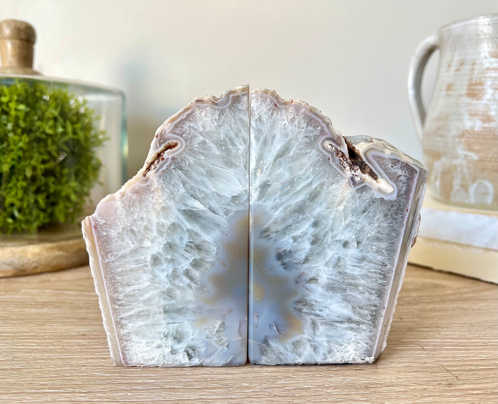 Natural Agate Bookends, Crystal Bookends for Book Lover and Rock Lover ...