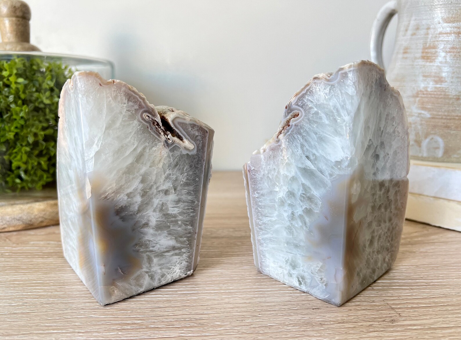 Natural Agate Bookends, Crystal Bookends for Book Lover and Rock Lover ...