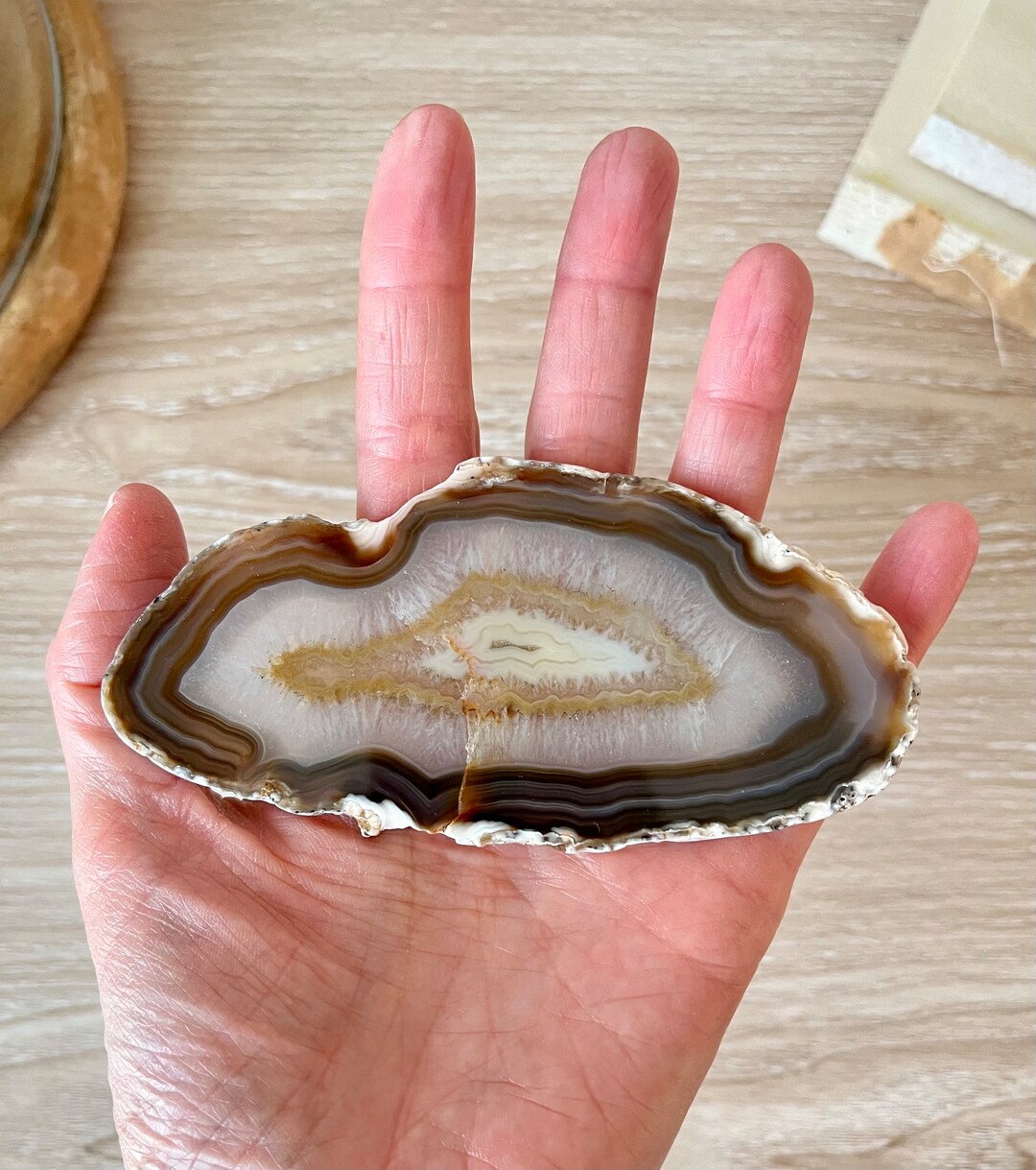 Natural Agate Slice, Geode Slice With Banding, Geode Coaster for Rock ...