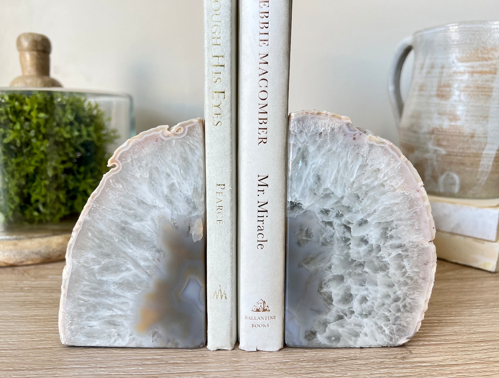 Natural Agate Bookends, Crystal Bookends for Book Lover and Rock Lover ...
