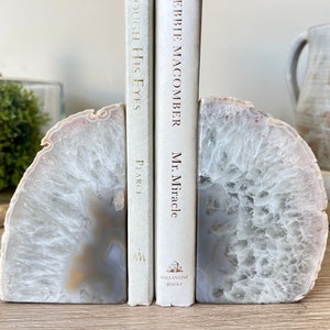 Natural Agate Bookends, Crystal Bookends for Book Lover and Rock Lover ...