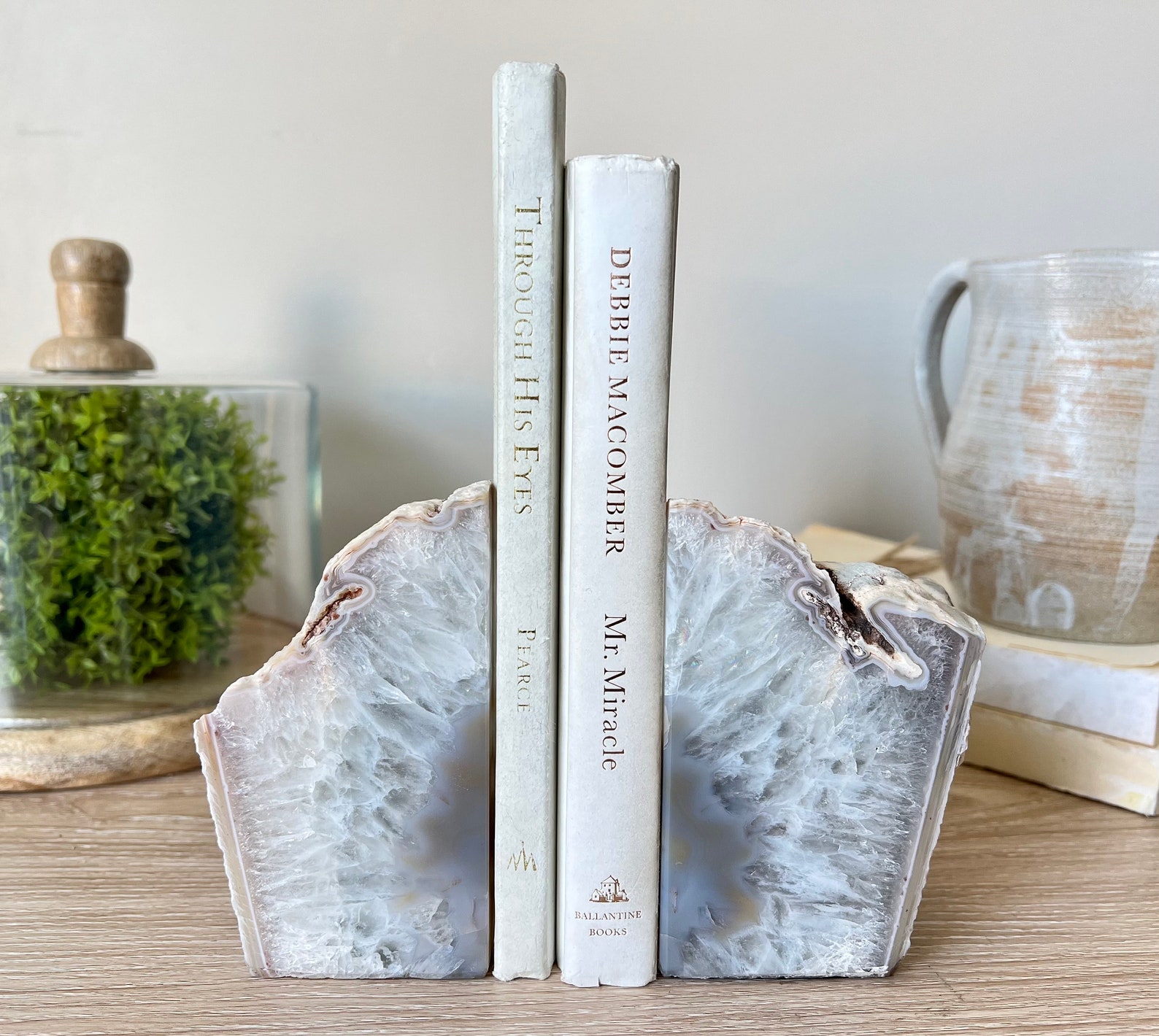 Natural Agate Bookends, Crystal Bookends for Book Lover and Rock Lover ...