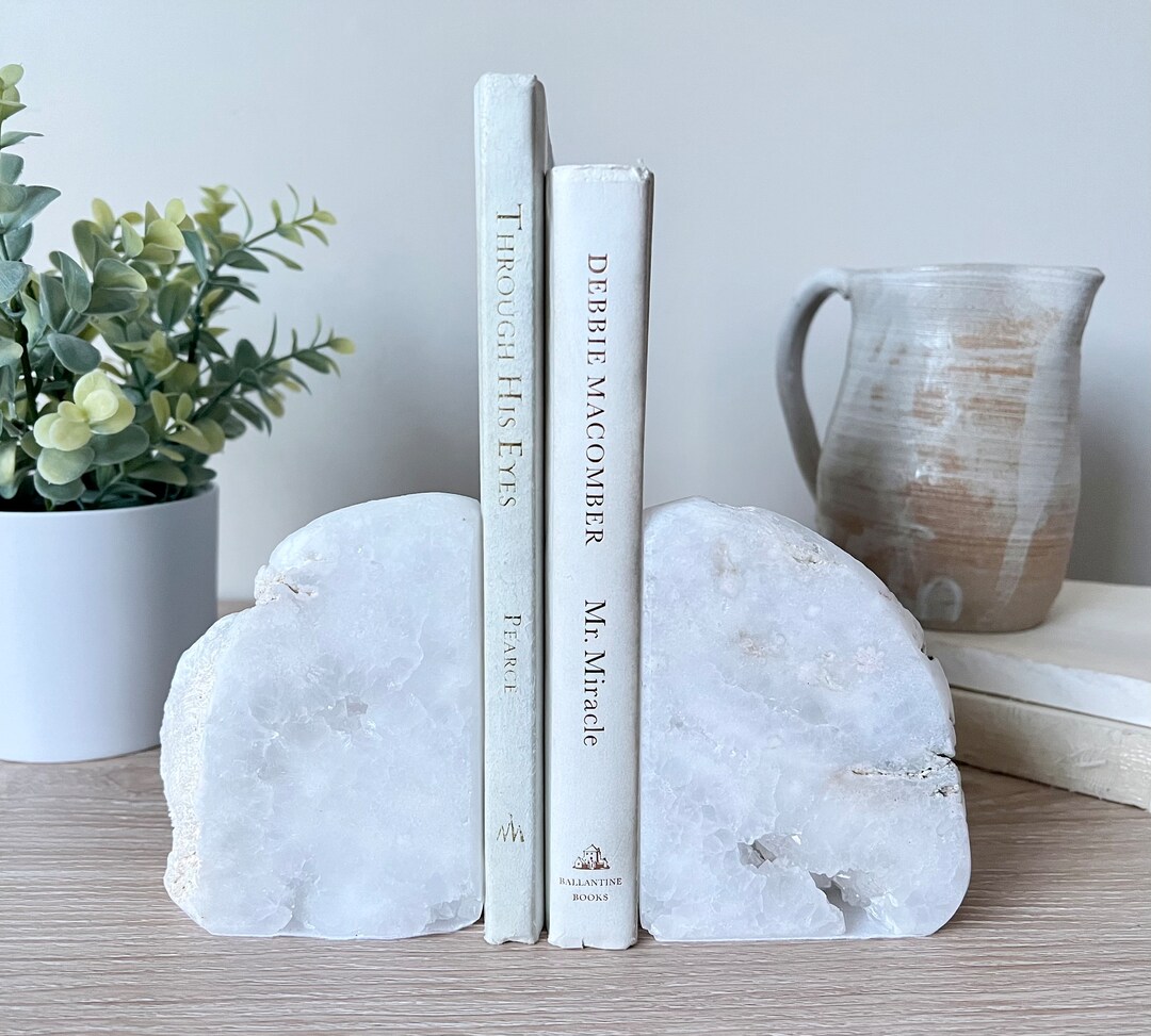 Geode Crystal Bookend, Easter Gift for Her, Quartz Rock Bookends for ...