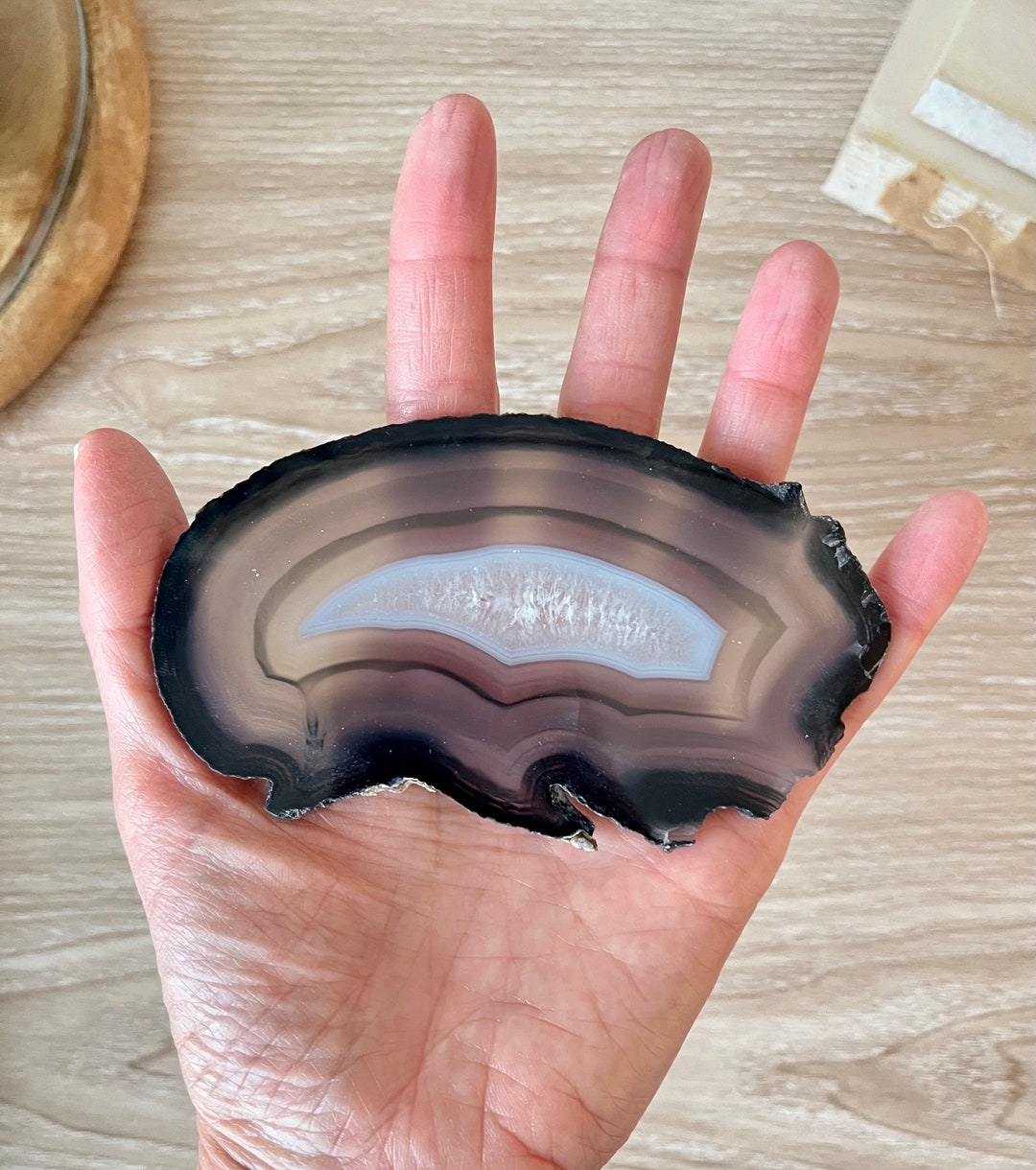 Agate Slice, Geode Slice With Banding, Geode Coaster for Rock Lover ...