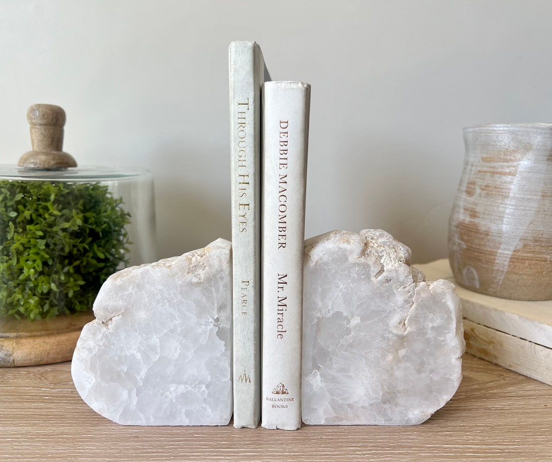 Geode Crystal Bookends for Anniversary Gift, One-of-a-kind Stone Book ...