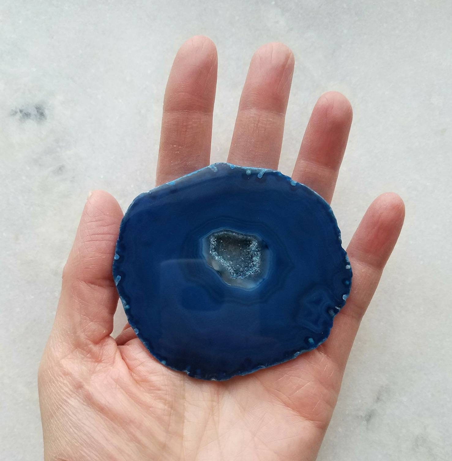 Medium Blue Agate Slice Dyed Geode Slice for Home Decor or - Etsy