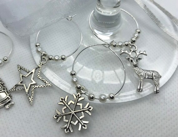 8 X Christmas Gin or Wine Glass Charms Table Decoration | Etsy UK