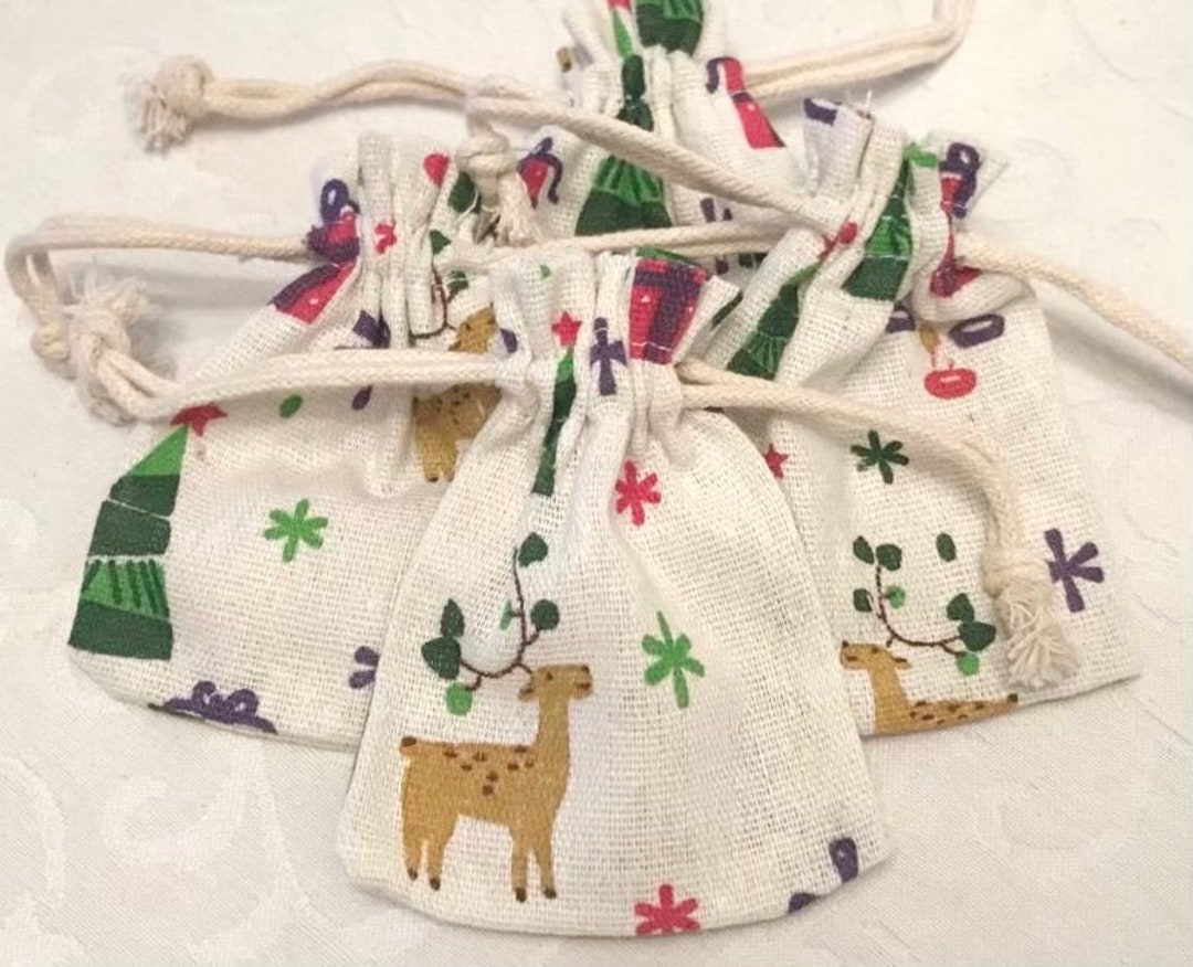 Christmas Cotton Drawstring Gift Bag - Etsy UK
