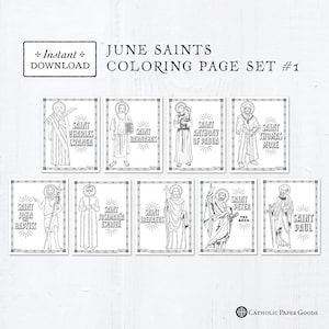 Catholic Coloring Pages - June Saints Set #1 - Bundle of 9 - Catholic ...
