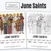 June Saints Color Printable Guide and Coloring Pages, 3 Printable Files ...