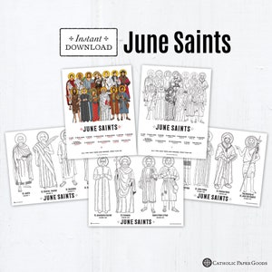 June Saints Color Printable Guide and Coloring Pages, 3 Printable Files ...