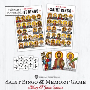 Saint Bingo Game, Saint Memory Game, May & June Saints, Catholic Games ...