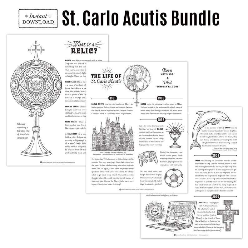 Saint Carlo Acutis Activity Bundle: Catholic Kids Printables (PDF ...