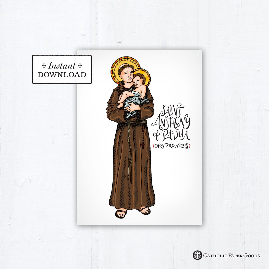 St. Anthony of Padua Art Print: Catholic Saint Card (DIY Downloadable ...