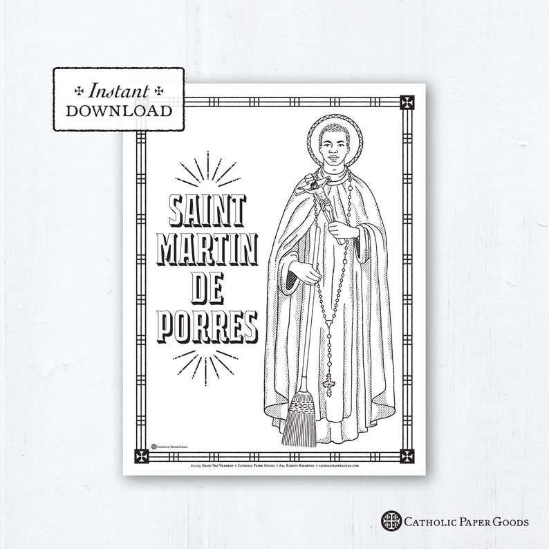 Catholic Coloring Page Saint Martin De Porres Catholic - Etsy
