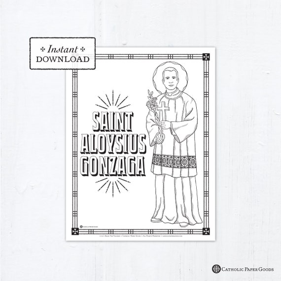 Catholic Coloring Page Saint Aloysius Gonzaga Catholic - Etsy