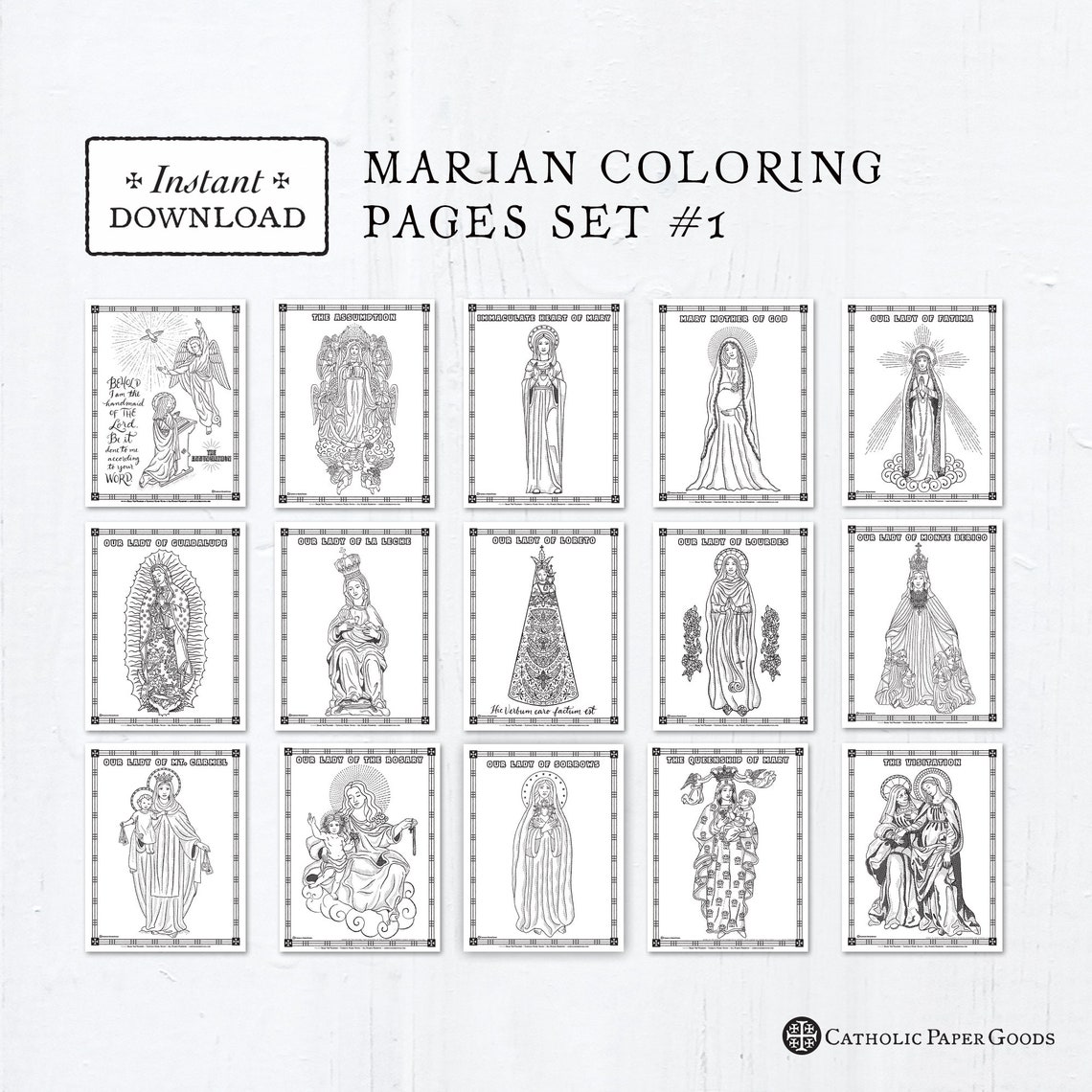 Catholic Coloring Pages Marian Set 1 Bundle of 16 - Etsy