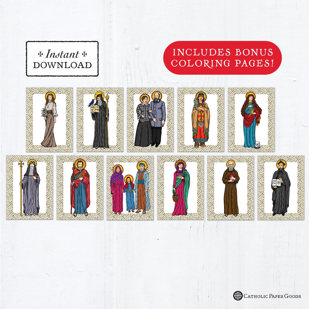 Catholic Saint Flash Cards July Set #1 - Printable - PLUS Bonus ...
