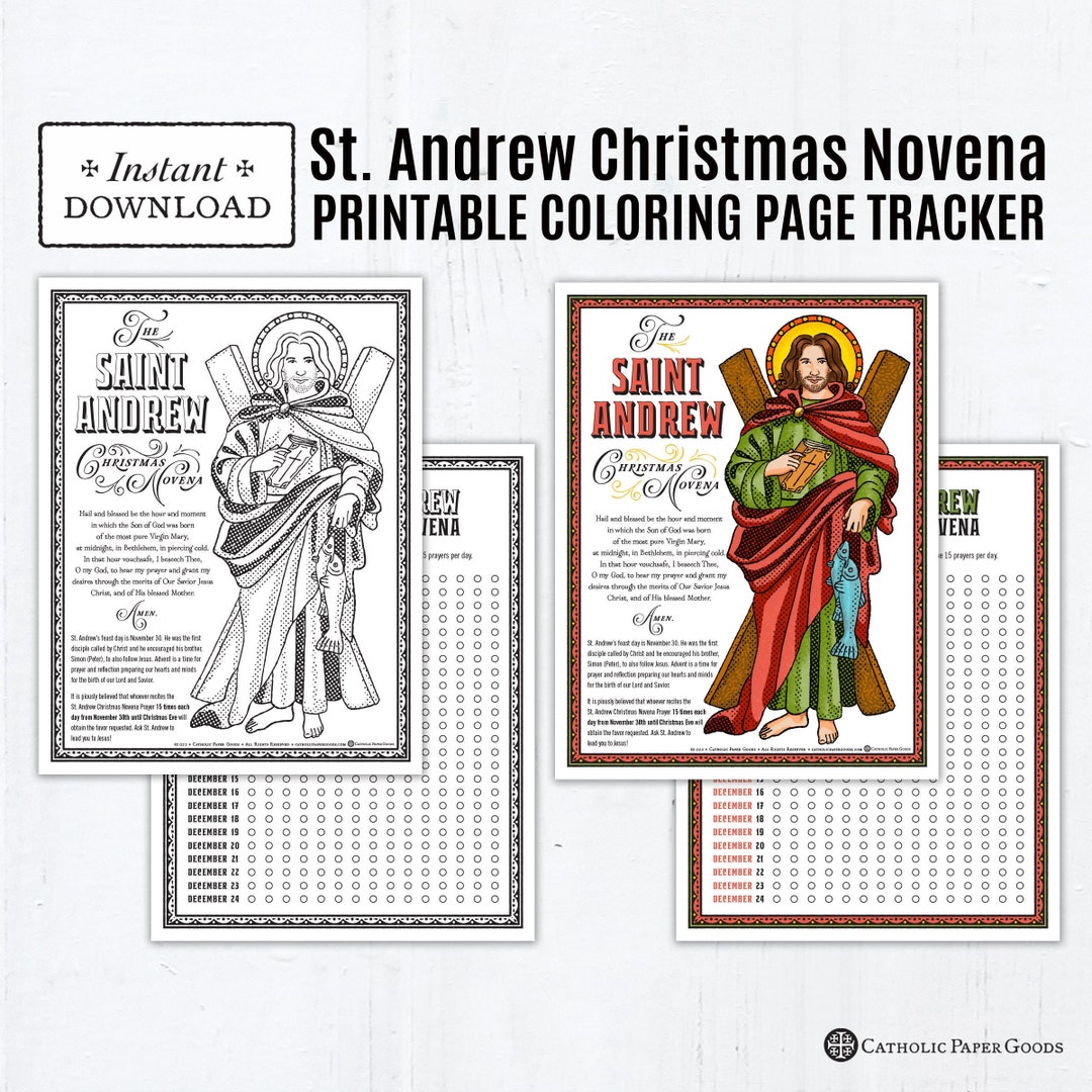 St. Andrew Christmas Novena Catholic Coloring Page, 2 Versions: Color ...
