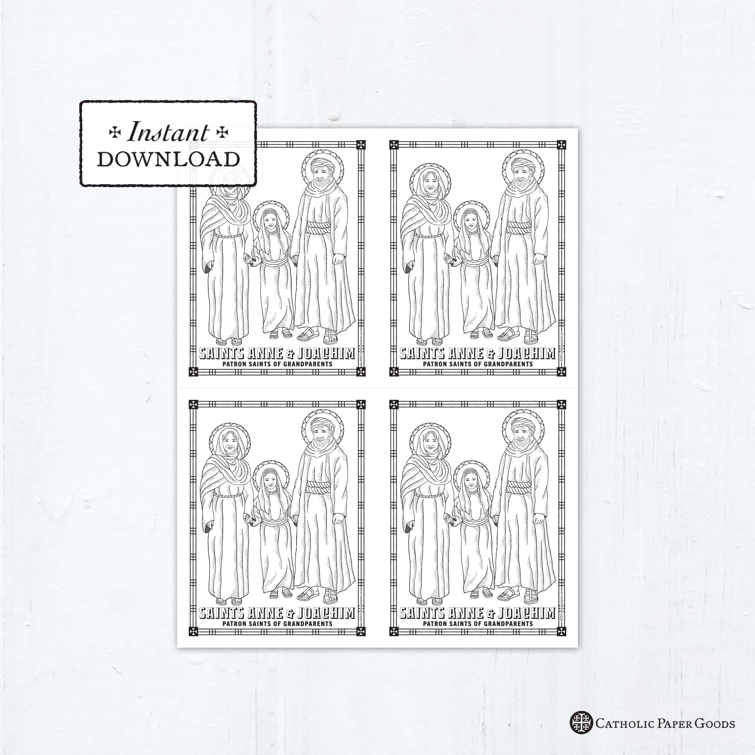 Catholic Coloring Page Cards, Saints Anne & Joachim, Catholic Saints ...