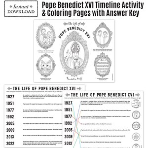 Pope Benedict XVI Catholic Timeline Activity and Coloring Pages, 2 ...