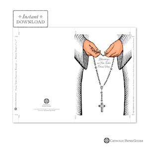 Nun Final Vows Card Praying Rosary White Habit - Instant Download - DIY ...