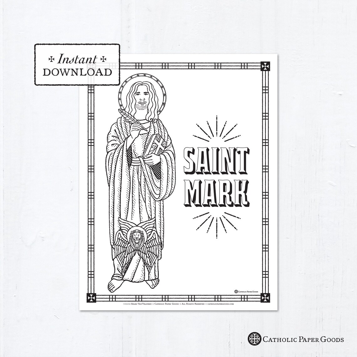 Catholic Coloring Page Saint Mark the Evangelist Catholic - Etsy