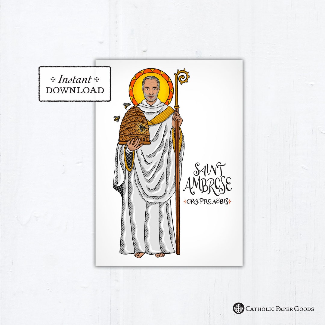 Saint Ambrose Art Print: Catholic Confirmation Gift (printable PDF) - Etsy