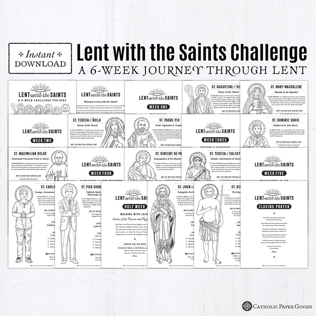 Lent With the Saints 6-week Challenge: Catholic Kids Activity for Lent ...