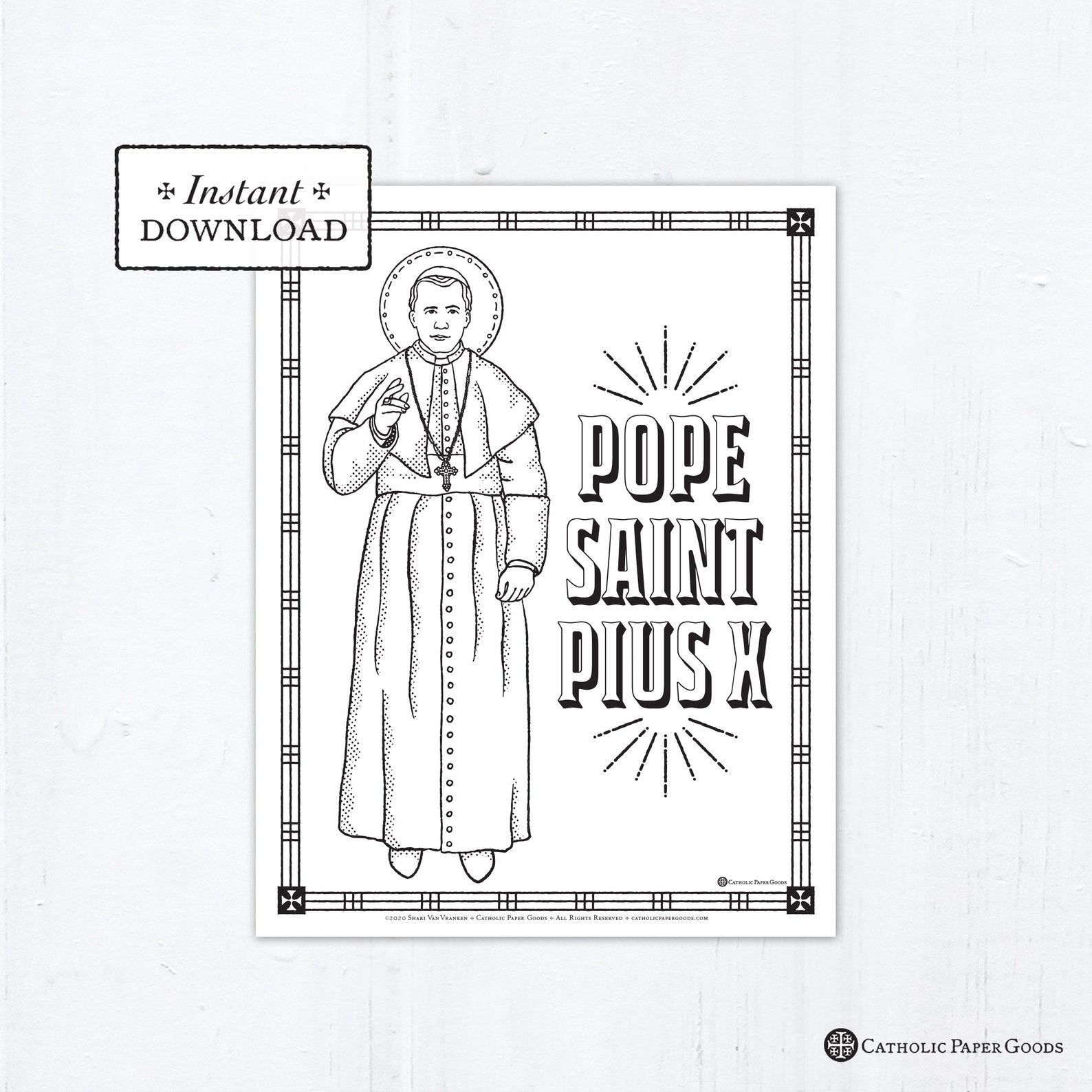 Catholic Coloring Page Saint Pius X Catholic Saints | Etsy