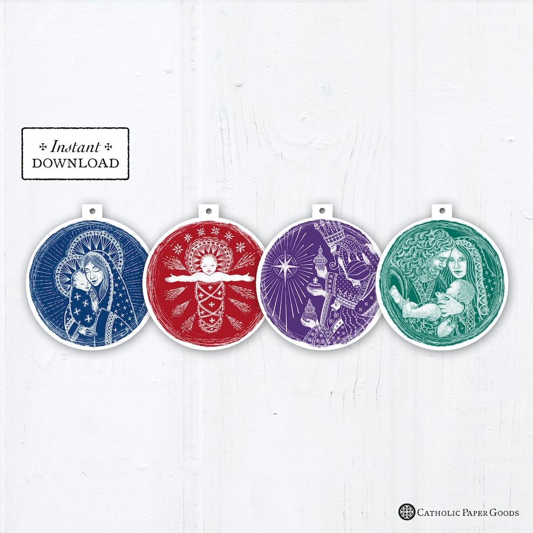 Holy Family, Jesus Printable Christmas Ornaments, Catholic Printable ...