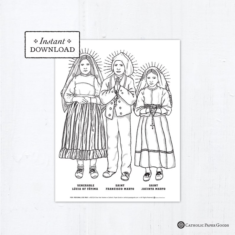 Our Lady of Fatima Coloring Page: Catholic Saints Printable (PDF) - Etsy