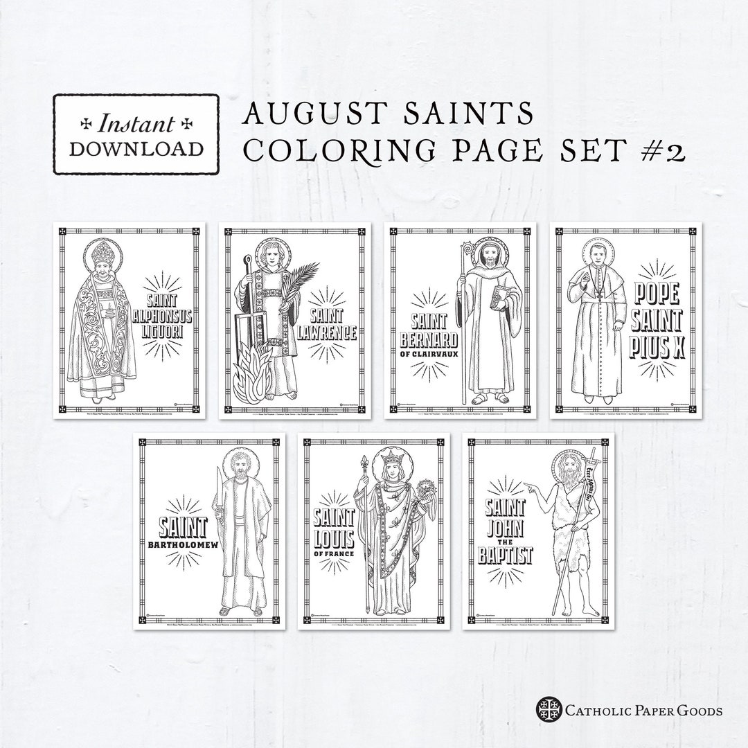 August Saints Coloring Pages Set #2 (PDF Download) - Etsy